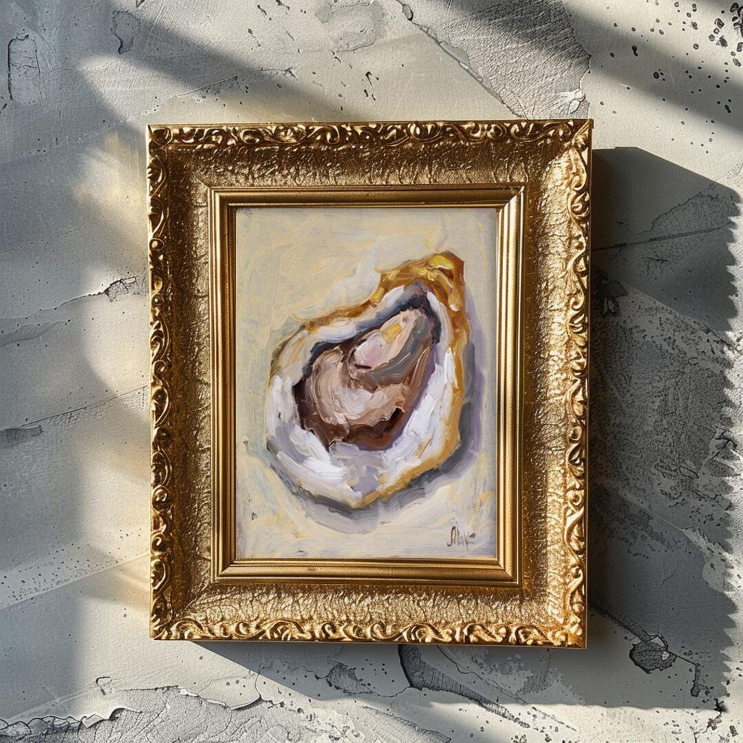Oyster Oil Painting Shell Original Wall Art Seashell Paintings Pearl ...