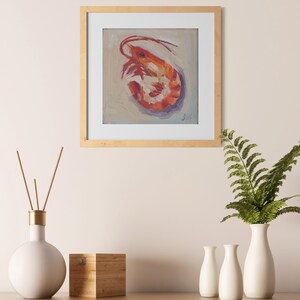 Prawn Oil Painting Shrimp Original Wall Art Seafood Paintings Fish ...