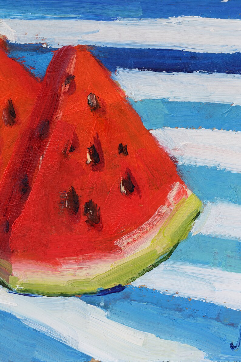 Watermelon Slices Oil Painting Fruit Original Wall Art Food Decor - Etsy
