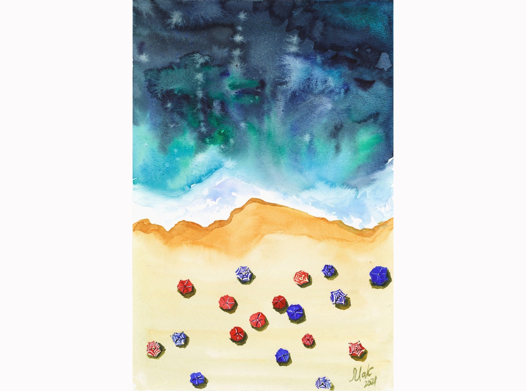 Aerial Beach Painting Puerto Rico Original Wall Art Sea Beach ...