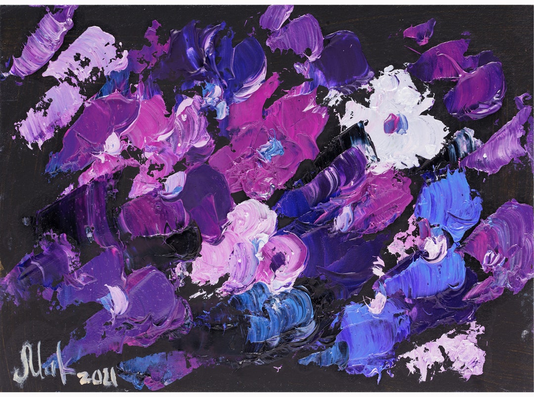 Hydrangea Oil Painting Small Abstract Flower Original Wall Art Home ...