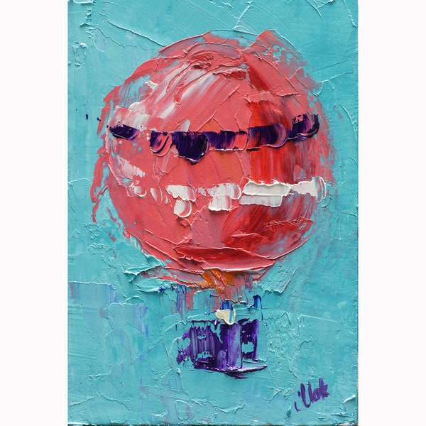 Hot Air Balloon Oil Painting - Etsy