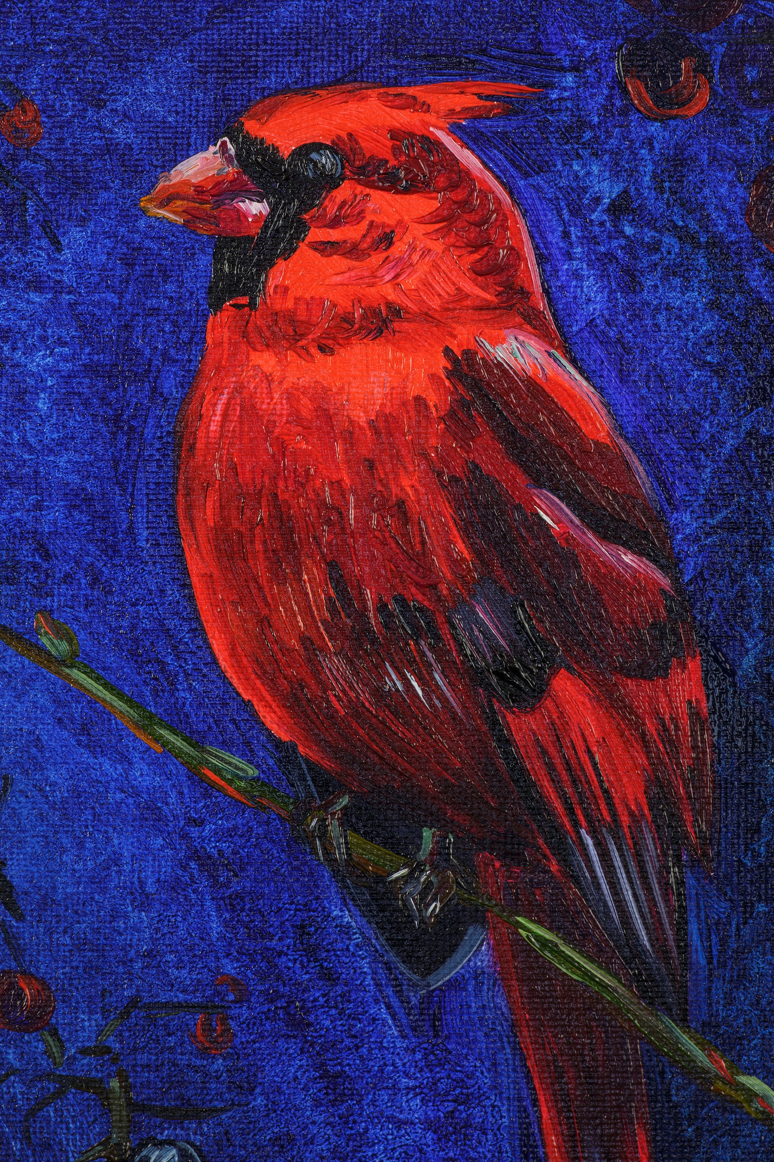 Red Cardinal Original Painting Bird oil art Northern Cardinal | Etsy