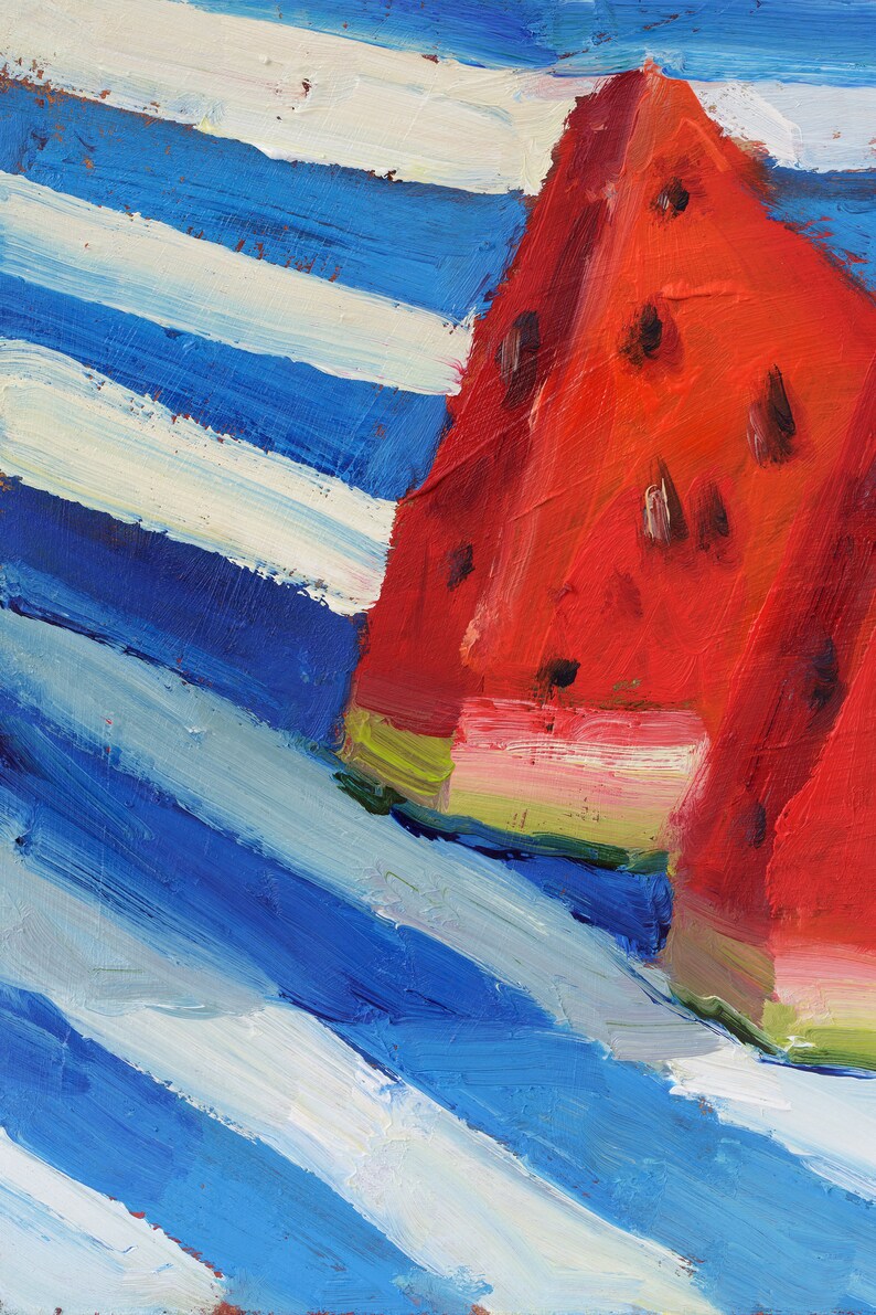 Watermelon Slices Oil Painting Fruit Original Wall Art Food Decor - Etsy
