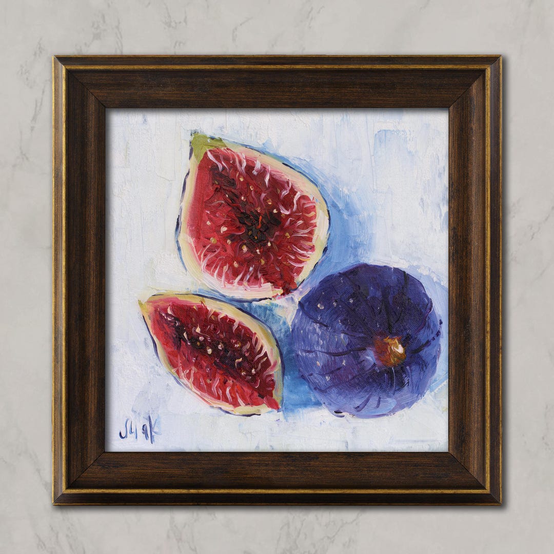 Figs Oil Painting: Impasto Still Life Fruit Wall Art, 8x8 - Etsy