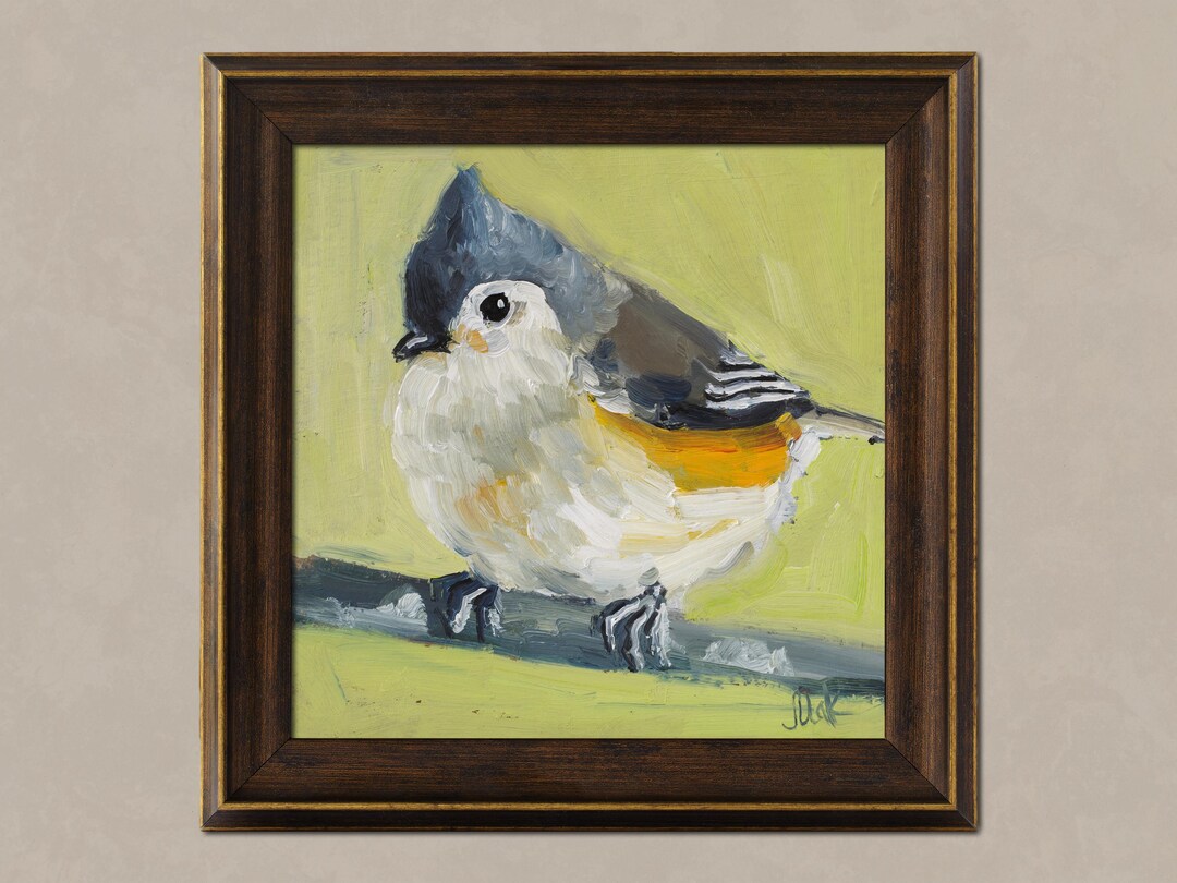 Tufted Titmouse Oil Painting: Small Bird Art Framed - Etsy