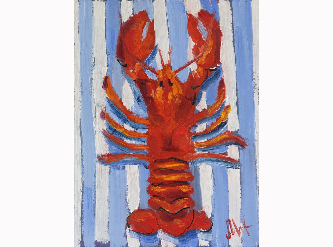 Lobster Oil Painting Crawfish Original Wall Art Sea Animals Beach Fish ...