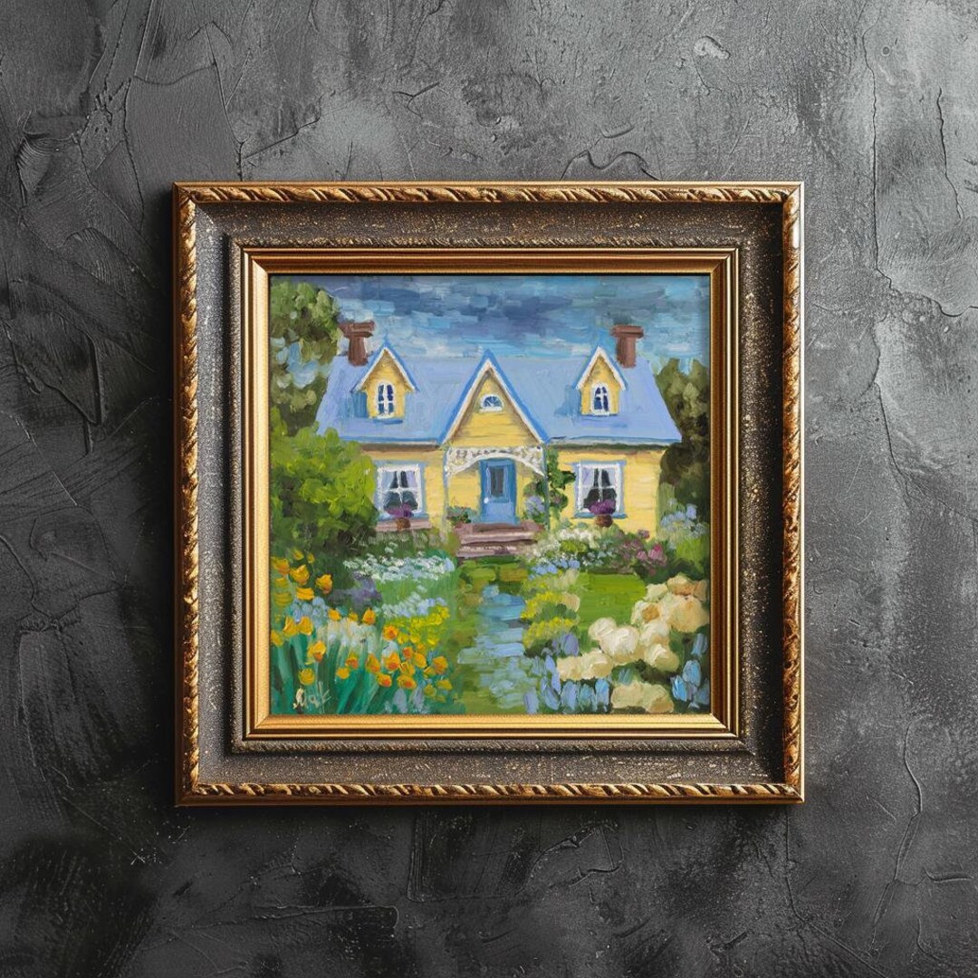 Yellow House Painting Summer Garden Oil Original Wall Art Landscape ...