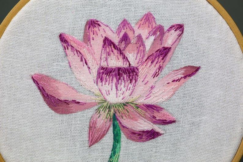 Lotus Embroidery Pattern Flower Hand Embroidery Pdf Thread - Etsy