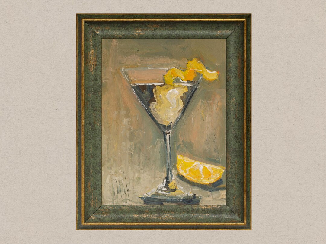 Vesper Martini Oil Painting in Frame Still Life Original Wall Art ...