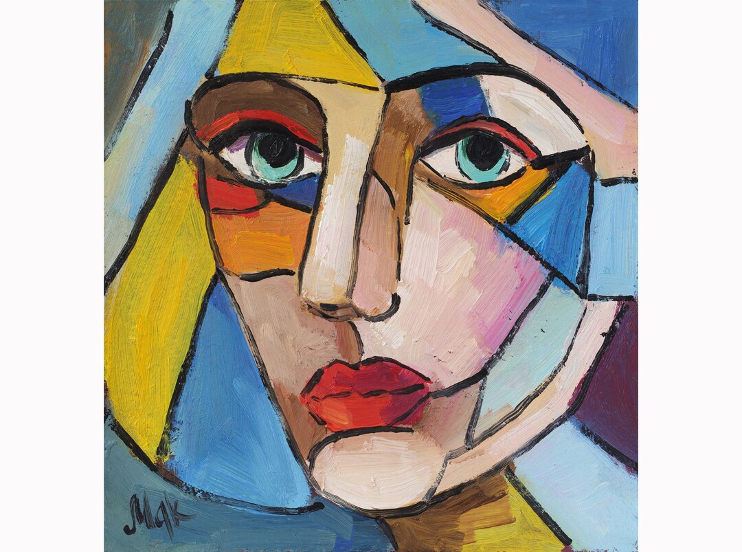 Abstract Woman Portrait Cubism Female Original Wall Art Modern Art ...