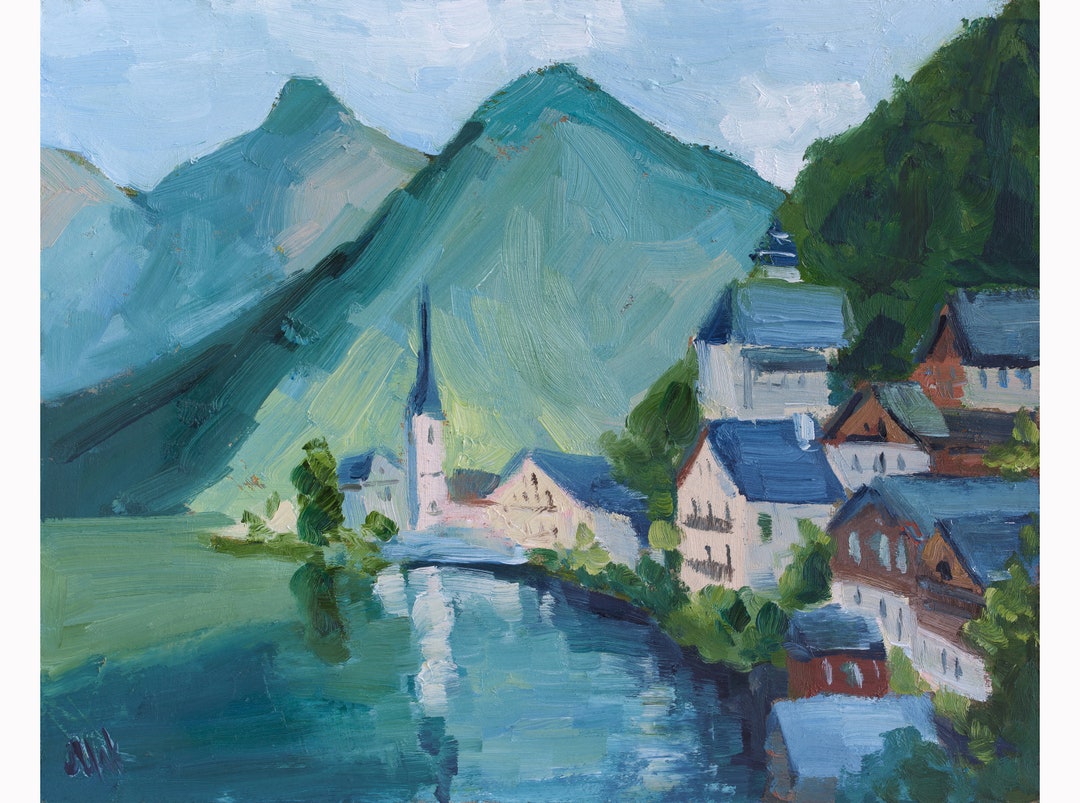 Austria Painting Salzburg Original Wall Art Landscape Mountain Artwork ...