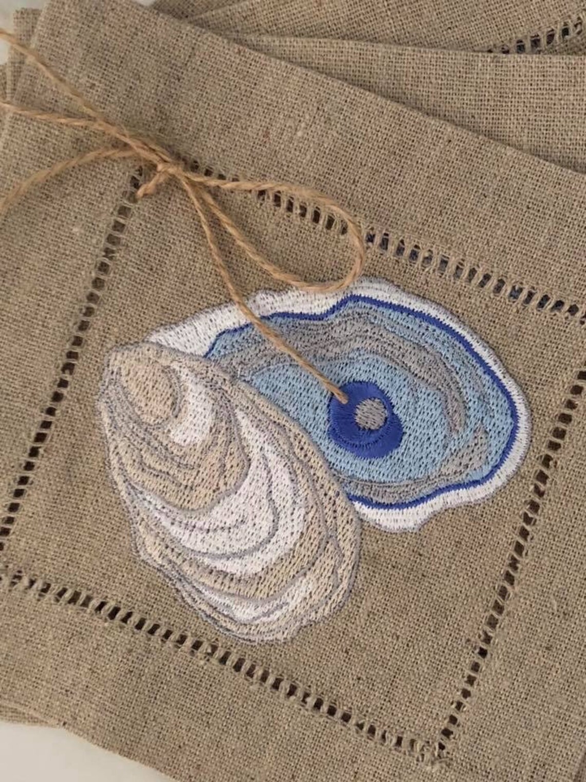 Oyster Shell Natural Linen Cocktail Napkins - Etsy