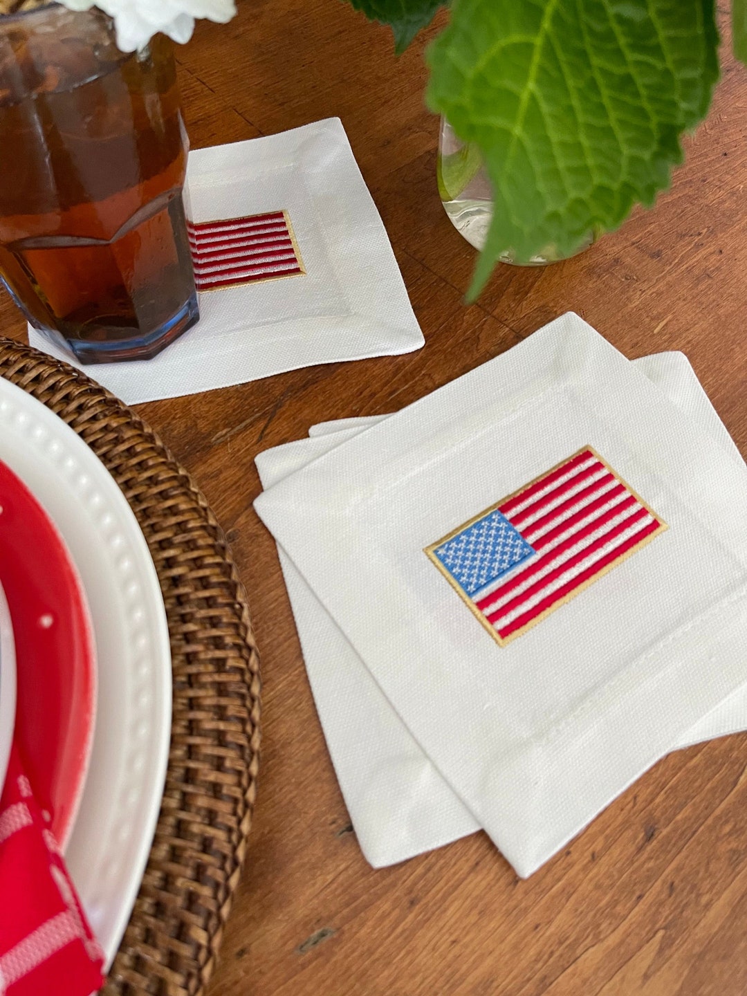 American Flag Canvas Cocktail Napkins, Set of 4 - Etsy