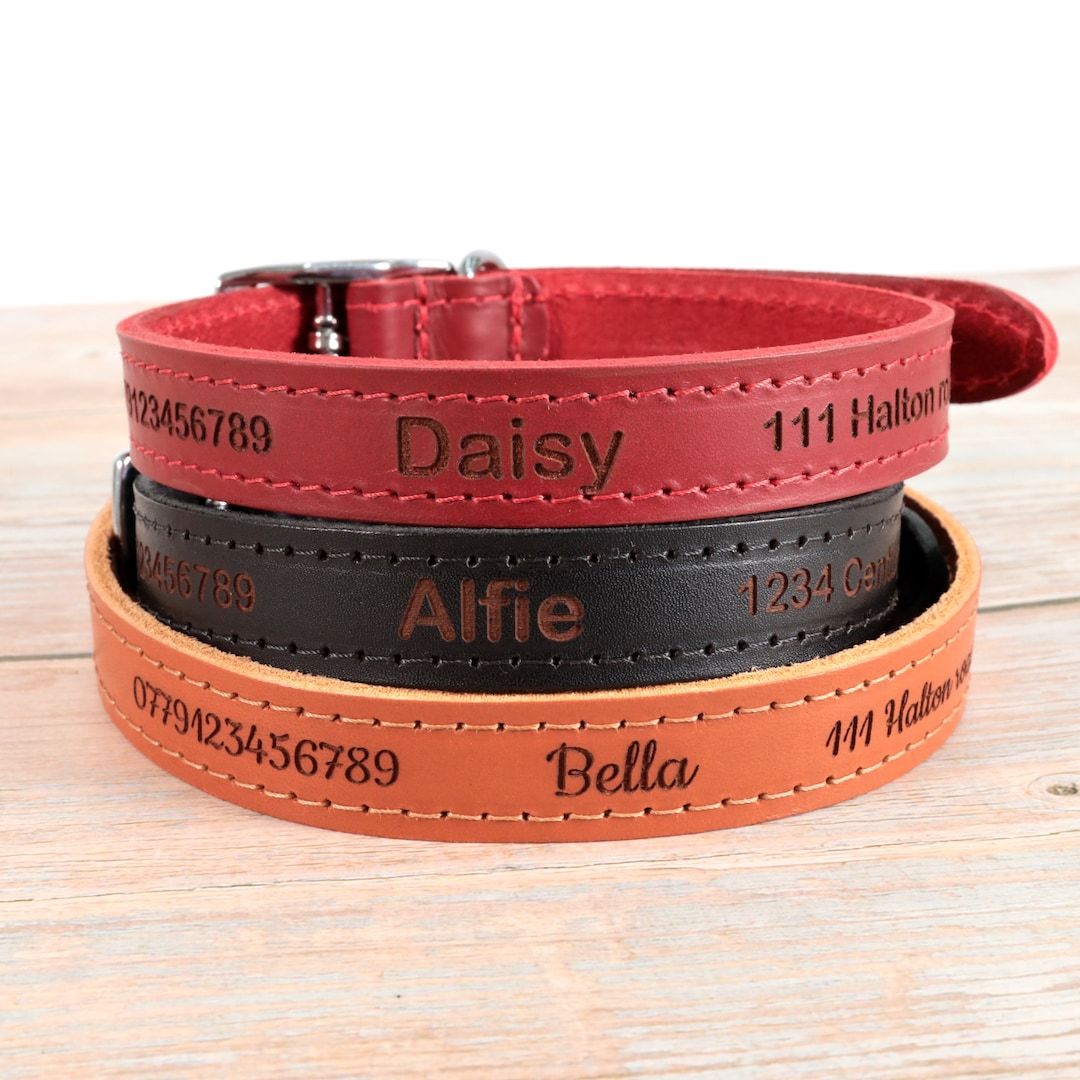 Personalised Custom Leather Dog Puppy Collar | Design Your Unique Pet ...