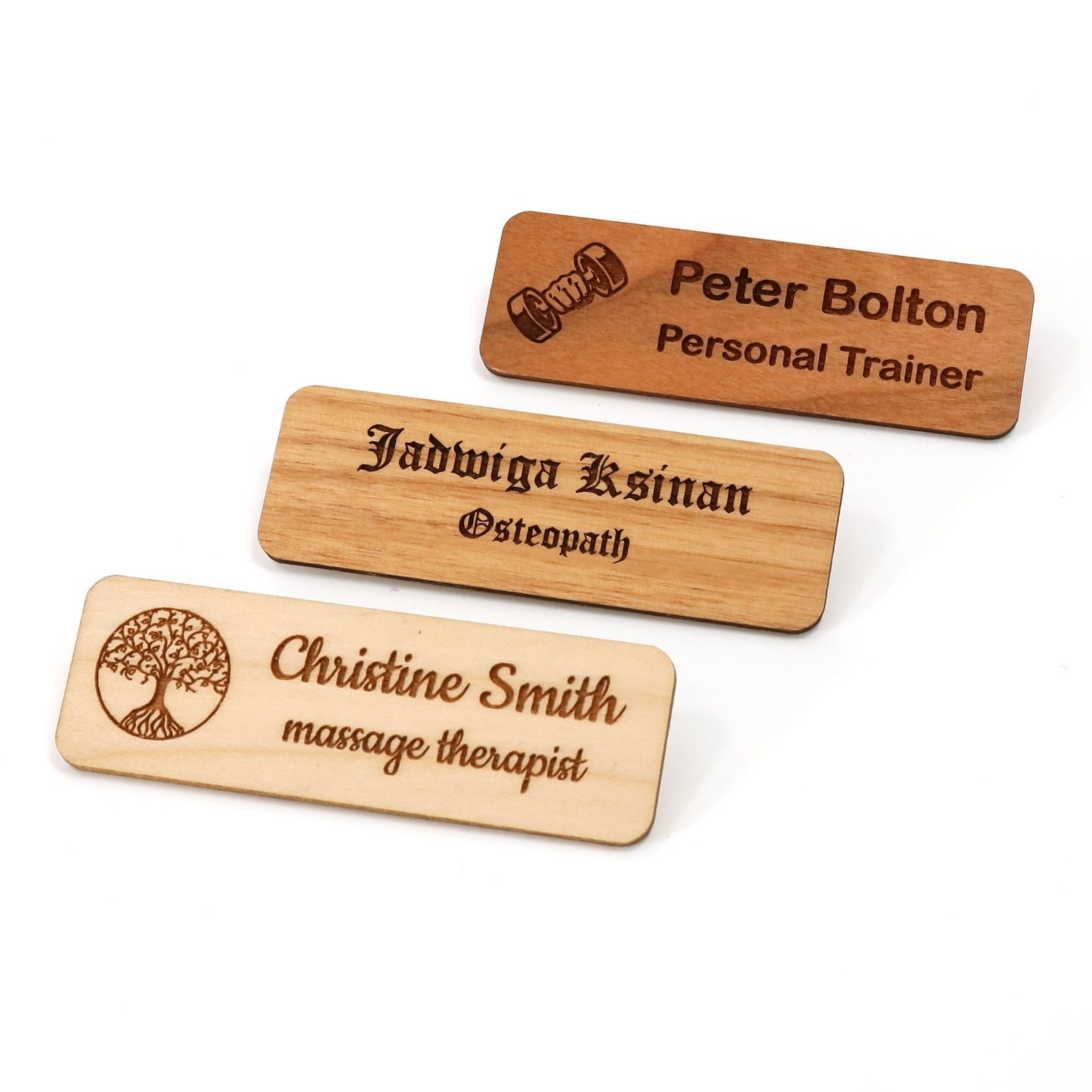 Personalised Wooden Eco Name Badge Staff ID Tag With Pin | Design Your ...