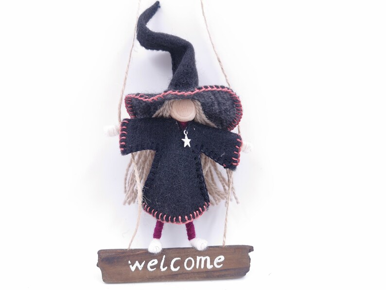 Welcome WITCH Figurine Kitchen Witch Doll Hanging Hedge - Etsy