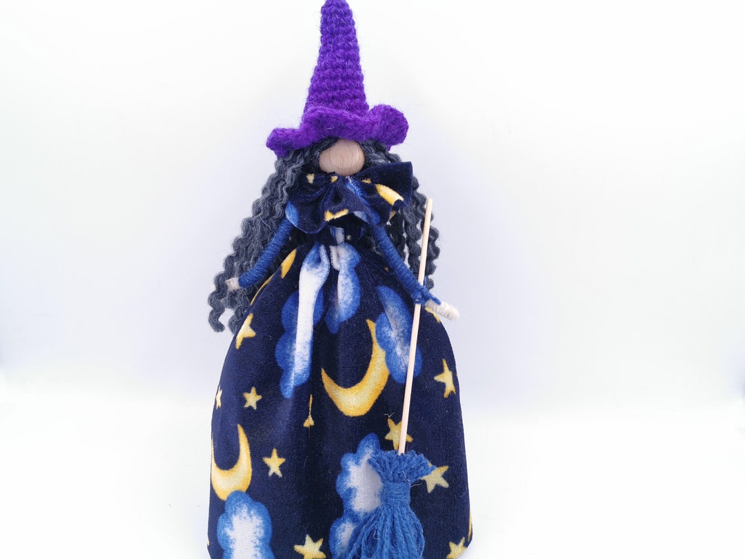 Constellation Witch Figurine Kitchen Witch Doll Star Moon Handmade Blue ...