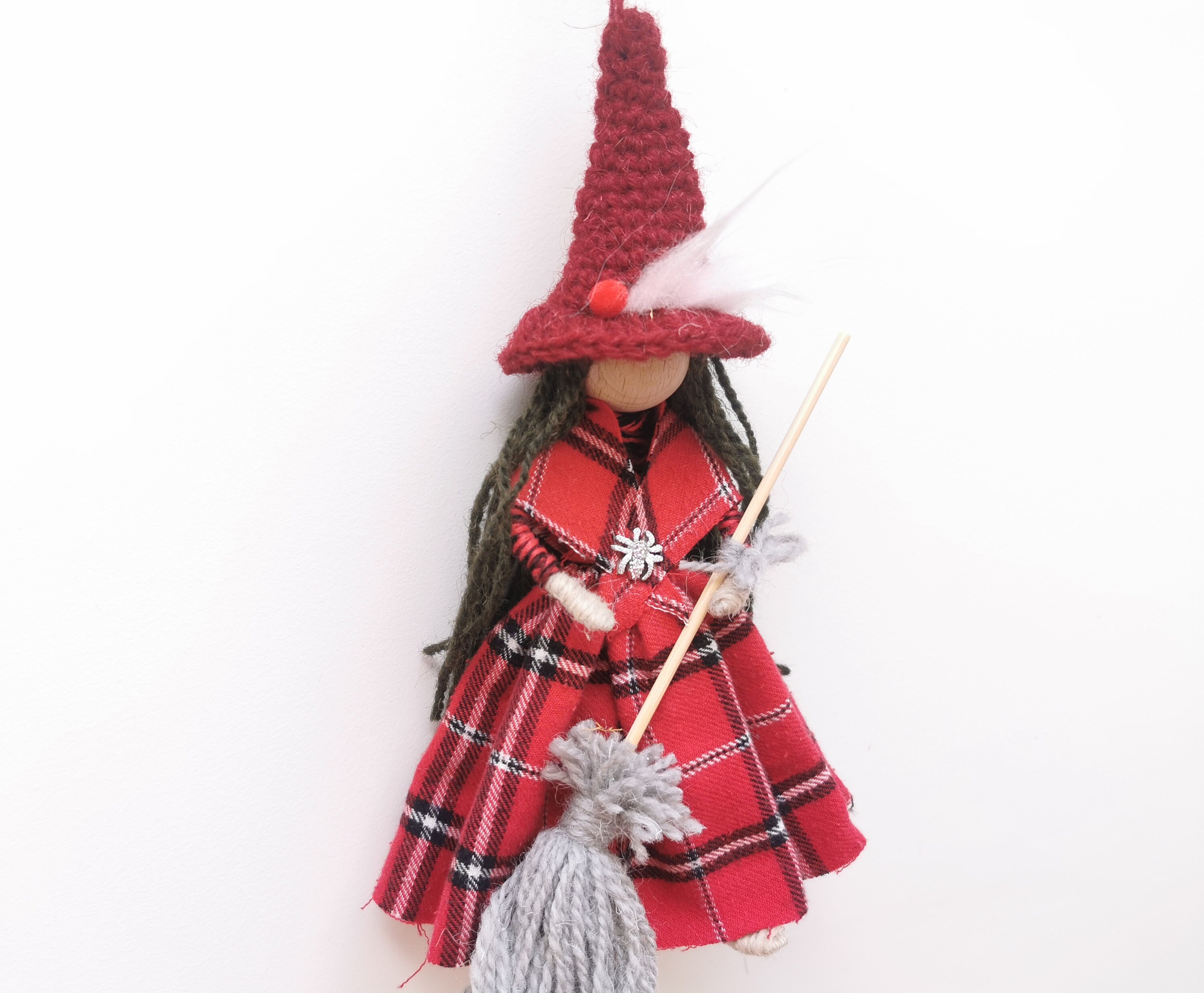 Good Luck Kitchen WITCH Doll With Broom to Bless Home Red - Etsy