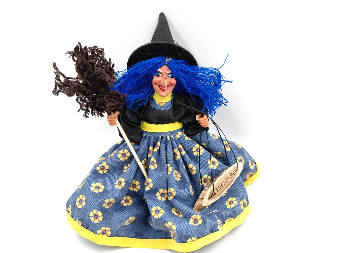 OOAK Good Luck Kitchen Witch Doll Flowered Skirt With Broom, Blessed Be ...