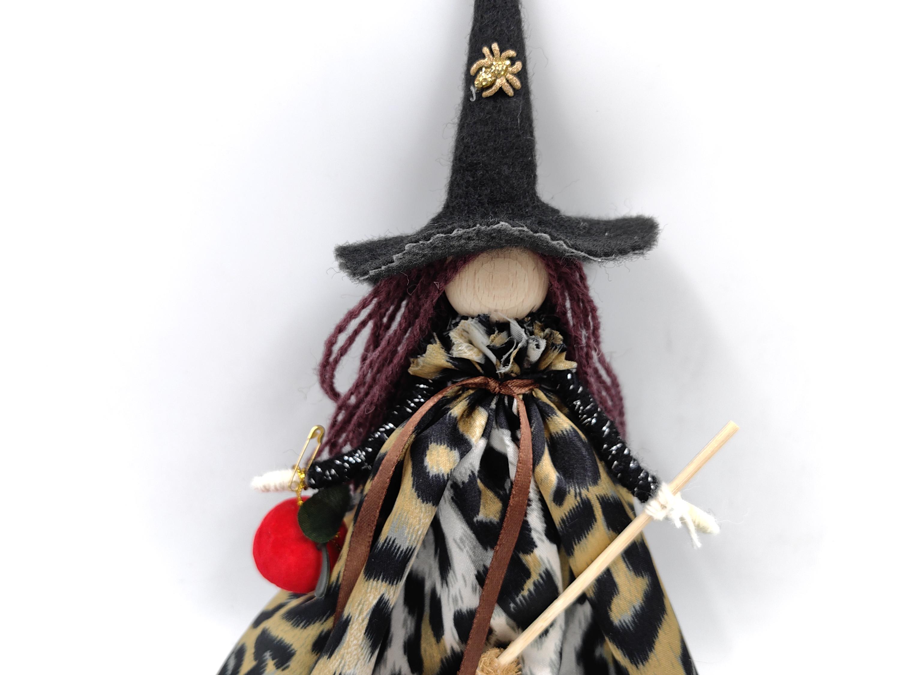 Tigress Witch Doll With Broom Kitchen Witch Doll Figurine Apple ...