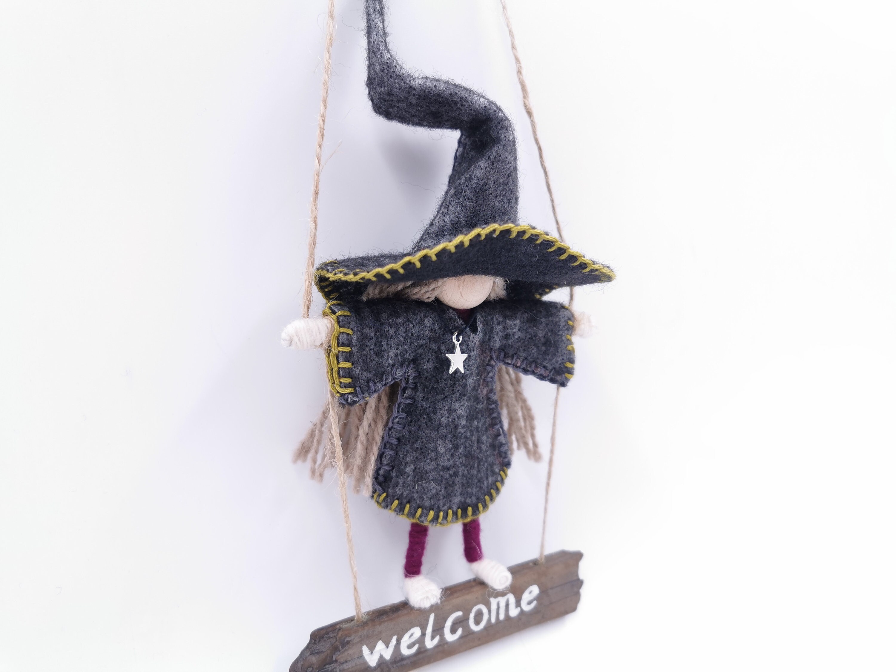 Welcome WITCH Figurine Kitchen Witch Doll Hanging Hedge - Etsy