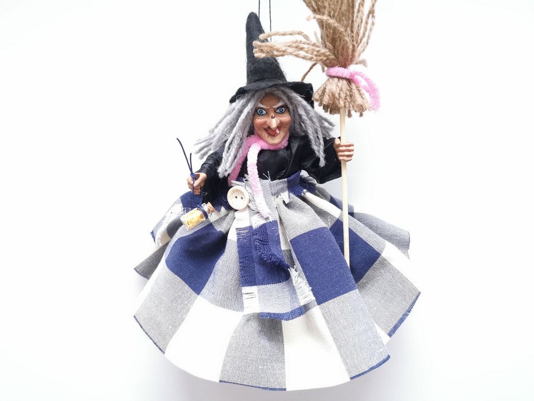Viel Glück KÜCHE HEXE PUPPE mit Besen, Halloween Fee Hexe Figur ...