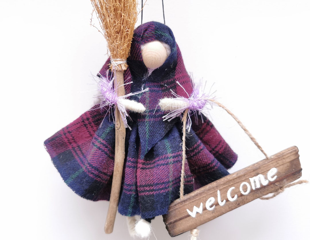 Kitchen Witch Doll – Welcome Sign Witch Figurine – Hanging Fairy Hedge ...