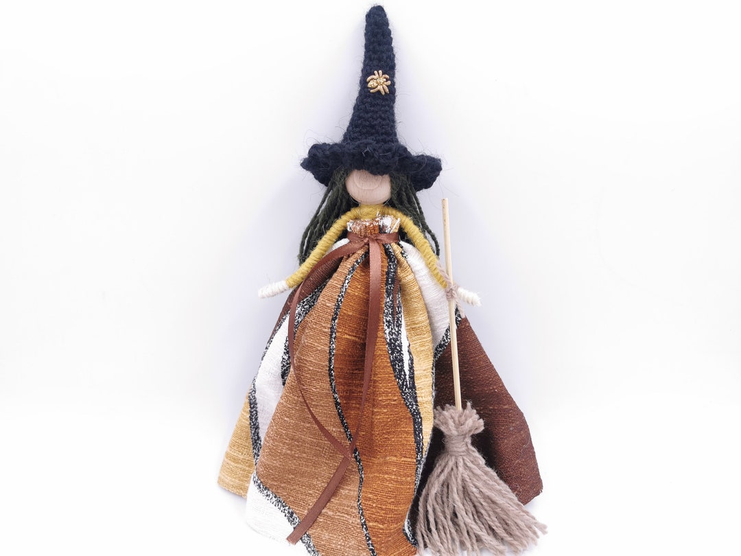 Good Luck Kitchen Witch Doll Wizard Boho Brown Fairy Figurine - Etsy