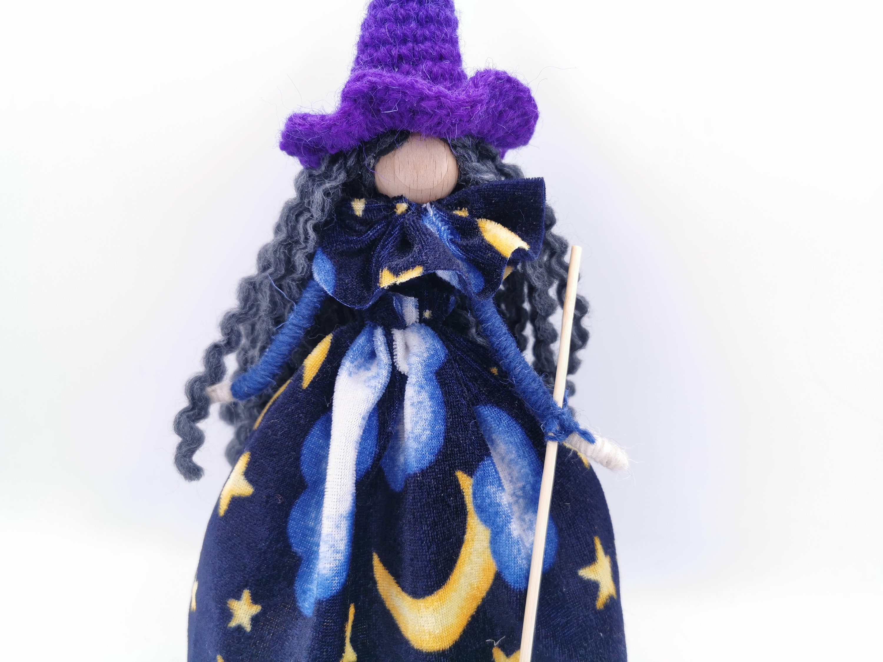 Constellation Witch Figurine Kitchen Witch Doll Star Moon Handmade Blue ...
