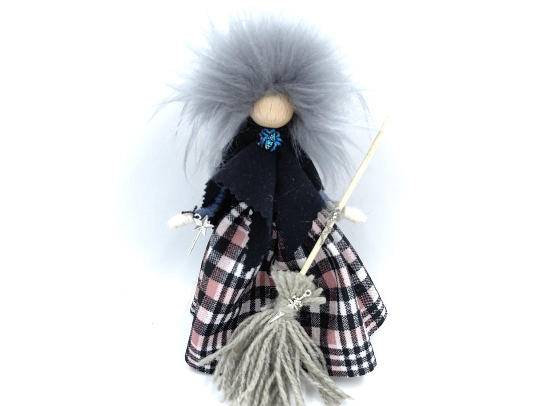 Good Luck Kitchen Witch Doll Fuzzy, Magic Fairy Figurine, Cute House ...