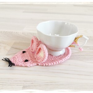 Mouse Coaster Cup Holder Coasters Crochet Rat Napkin Pink Mice Doily ...
