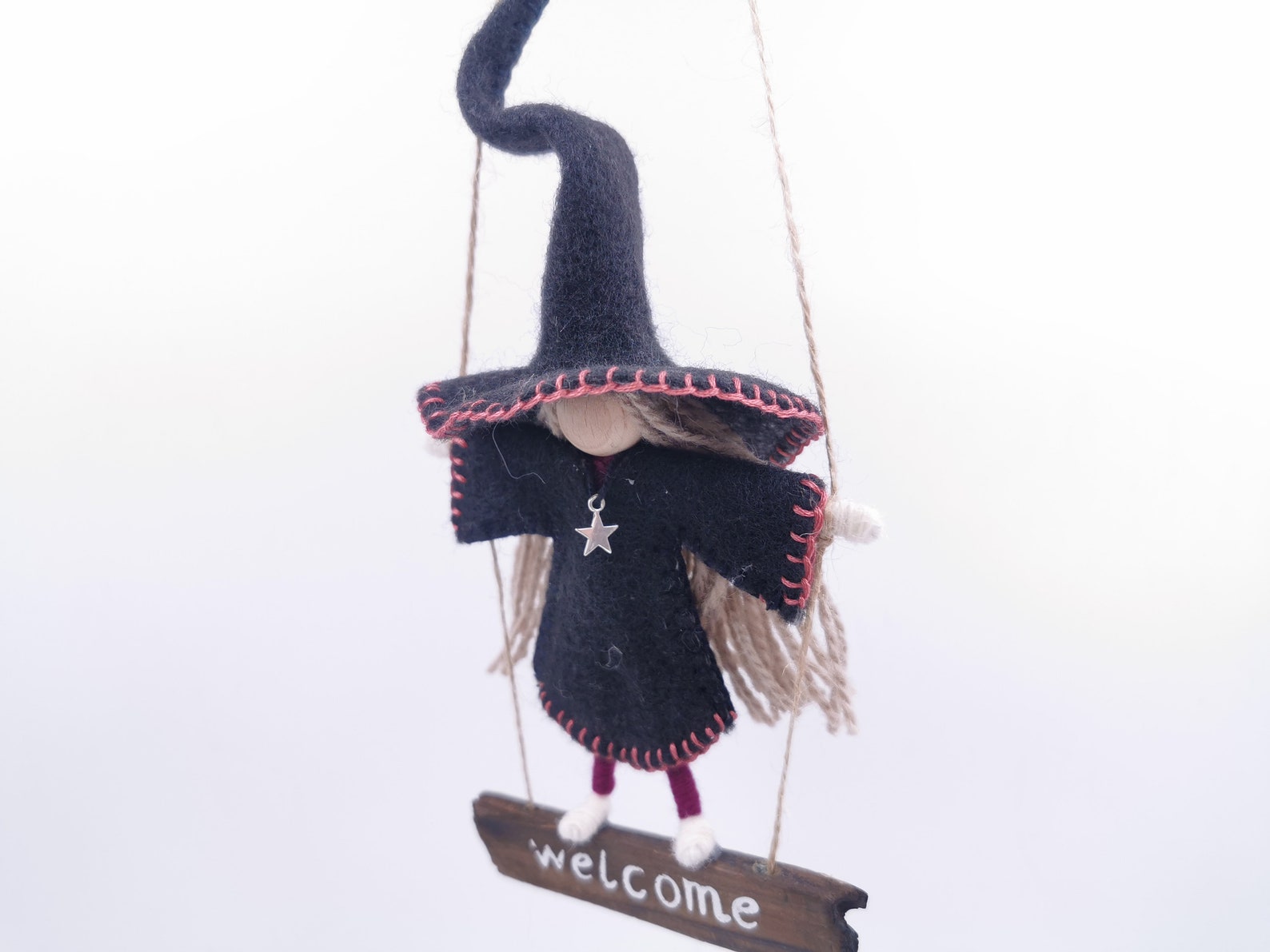Welcome WITCH Figurine Kitchen Witch Doll Hanging Hedge - Etsy