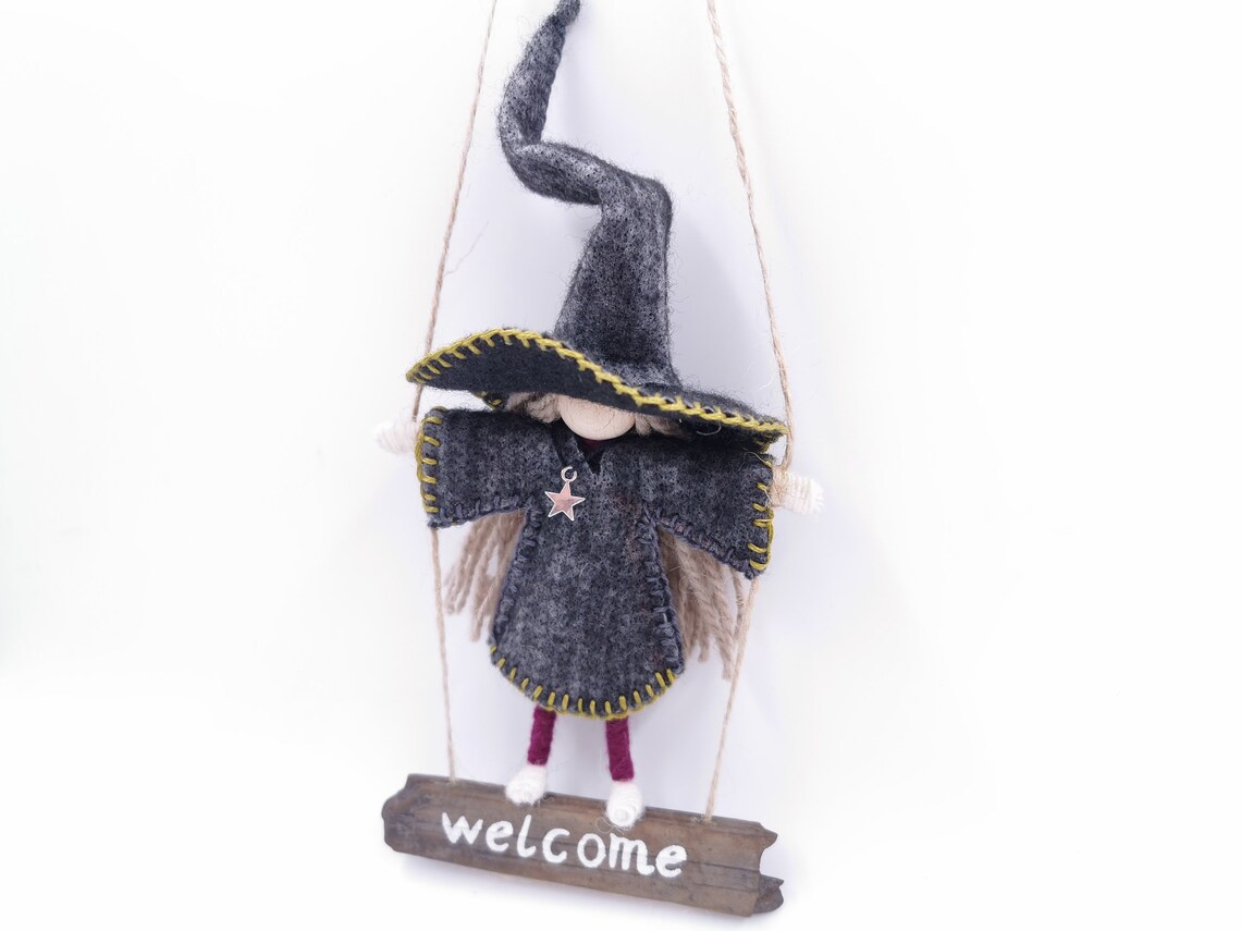 Welcome WITCH Figurine Kitchen Witch Doll Hanging Hedge - Etsy