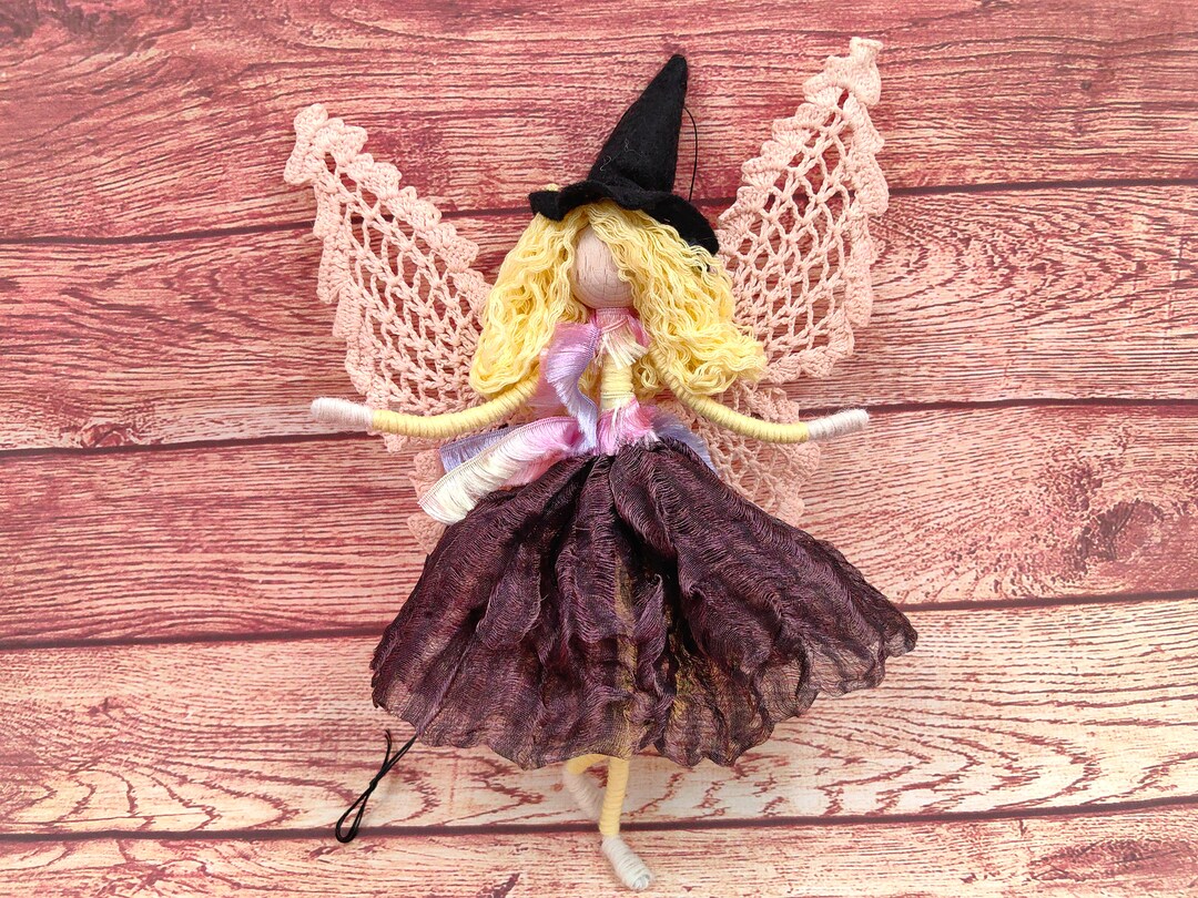 Witch Doll Flying Fairy Witch Figurine With Butterfly Lace Wings ...