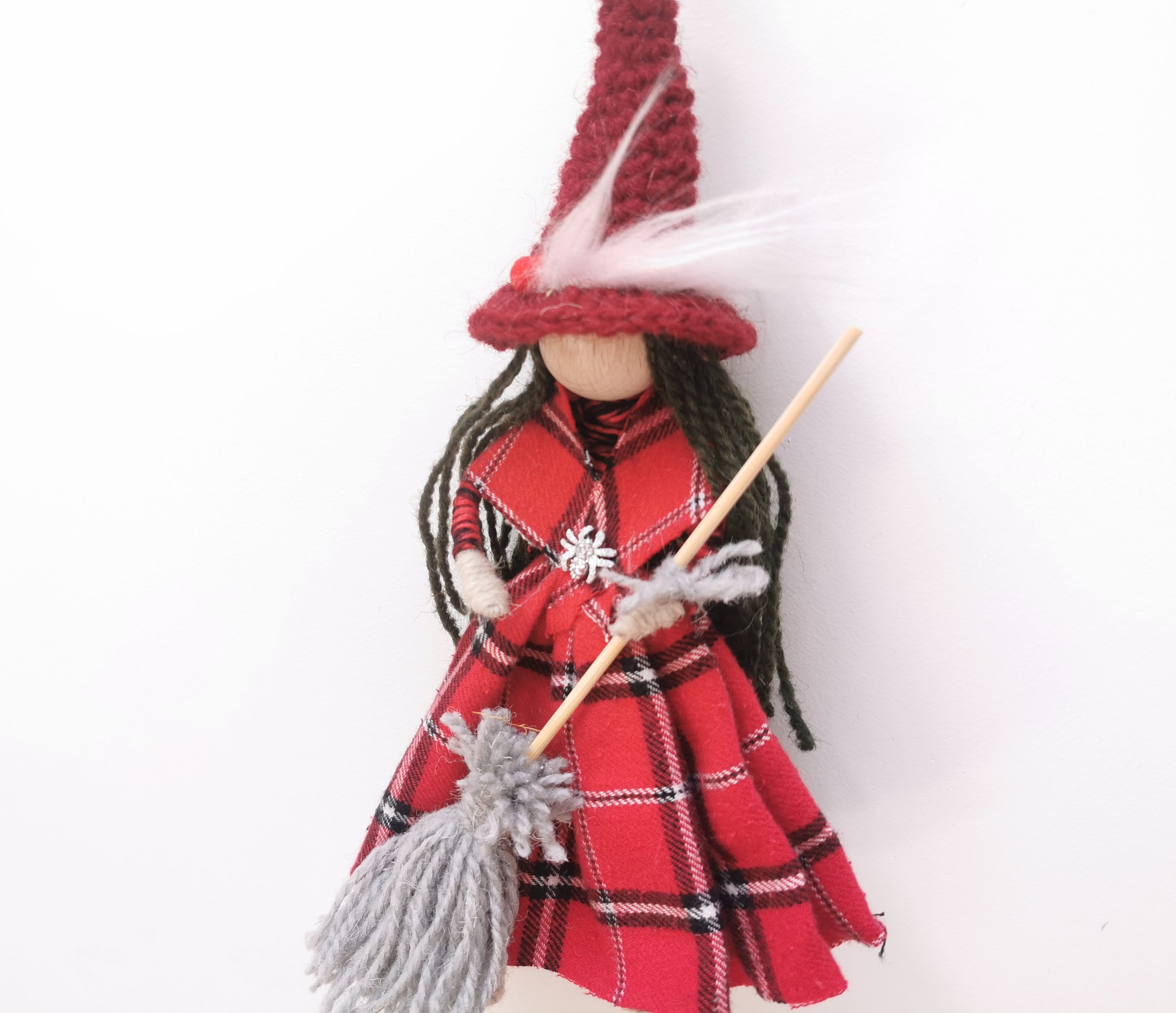 Good Luck Kitchen WITCH Doll With Broom to Bless Home Red - Etsy