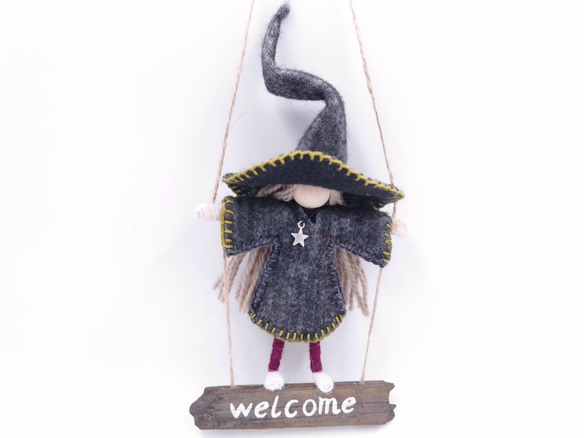 Welcome WITCH Figurine Kitchen Witch Doll Hanging Hedge - Etsy