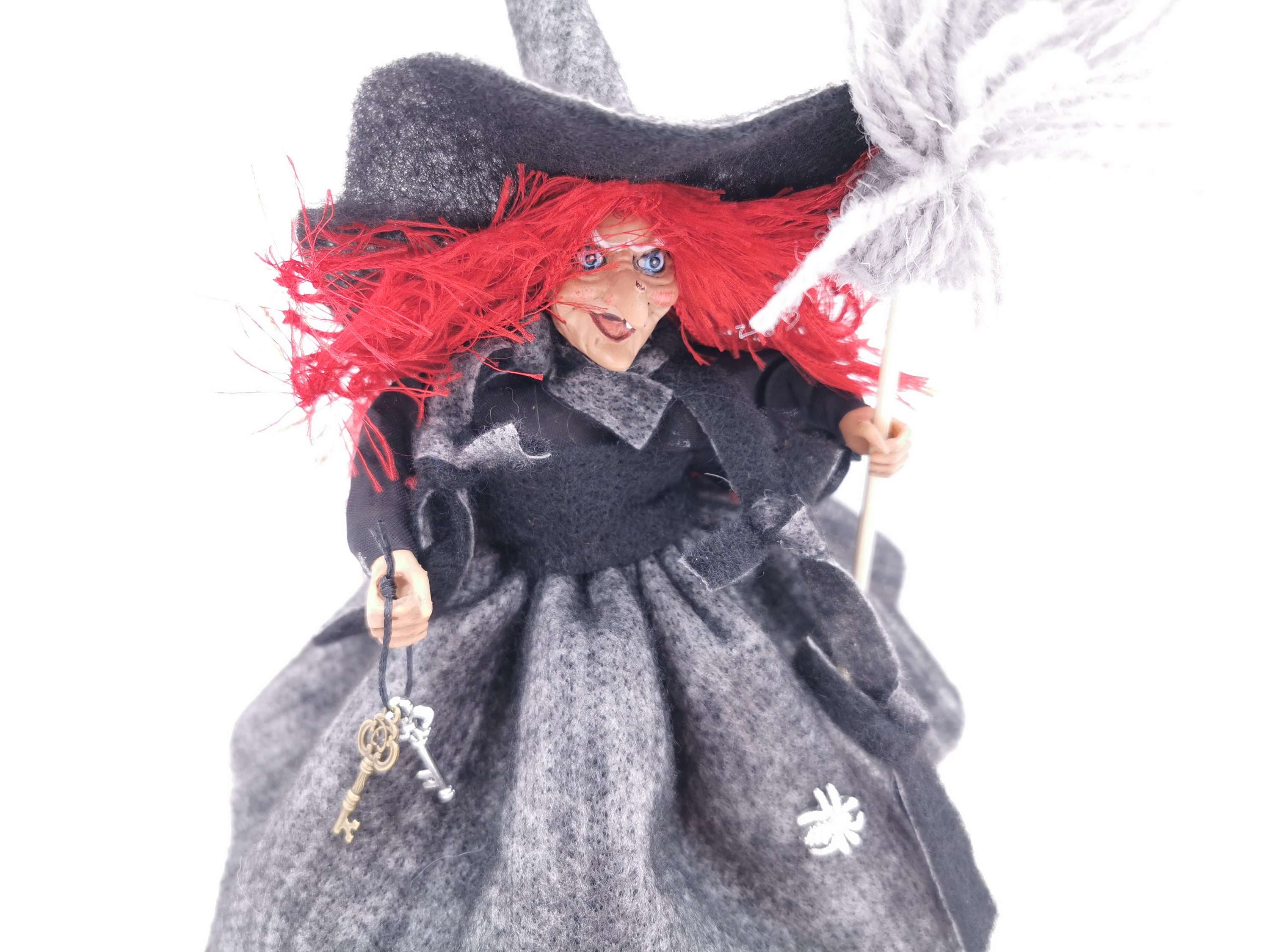 Witch of Pendle With Broom Keys, Life Circle Kitchen Witch Doll, Hedge ...