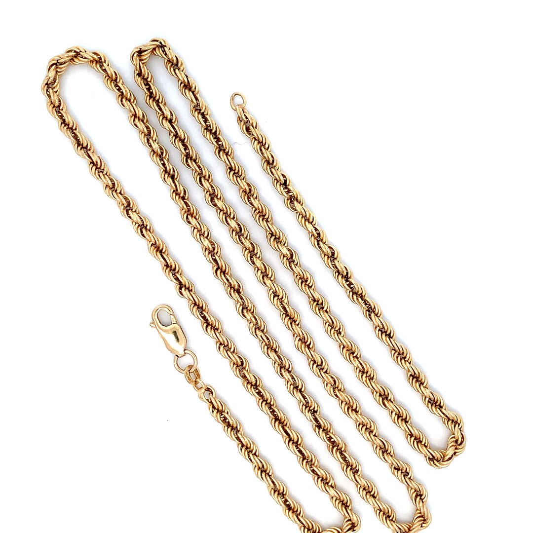 GOLD ROPE CHAIN 9ct Yellow Gold Vintage Gold Rope Chain 29 Inches ...