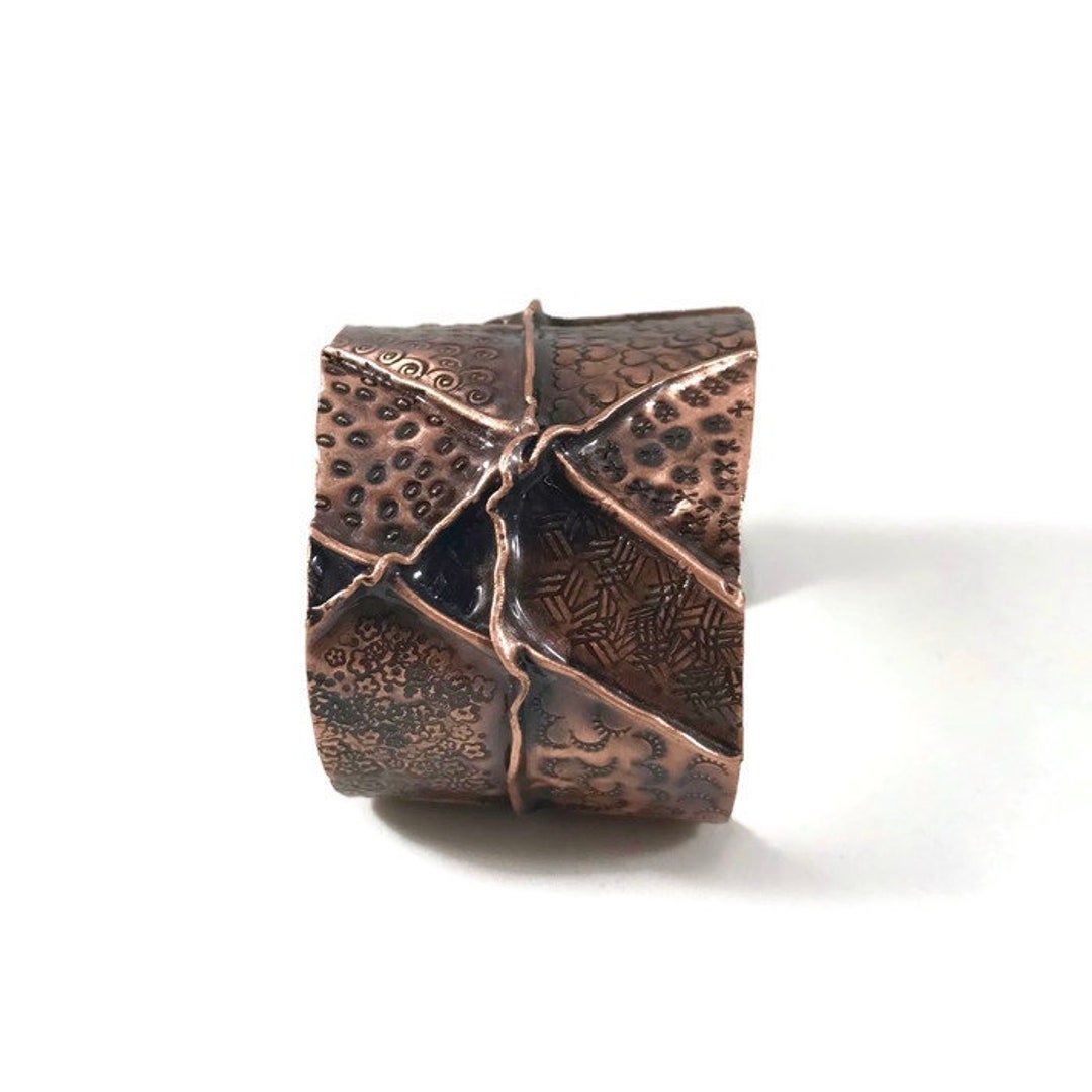 B125 Copper Cuff Fold Formed Copper Cuff Stamped Copper Cuff Handmade ...