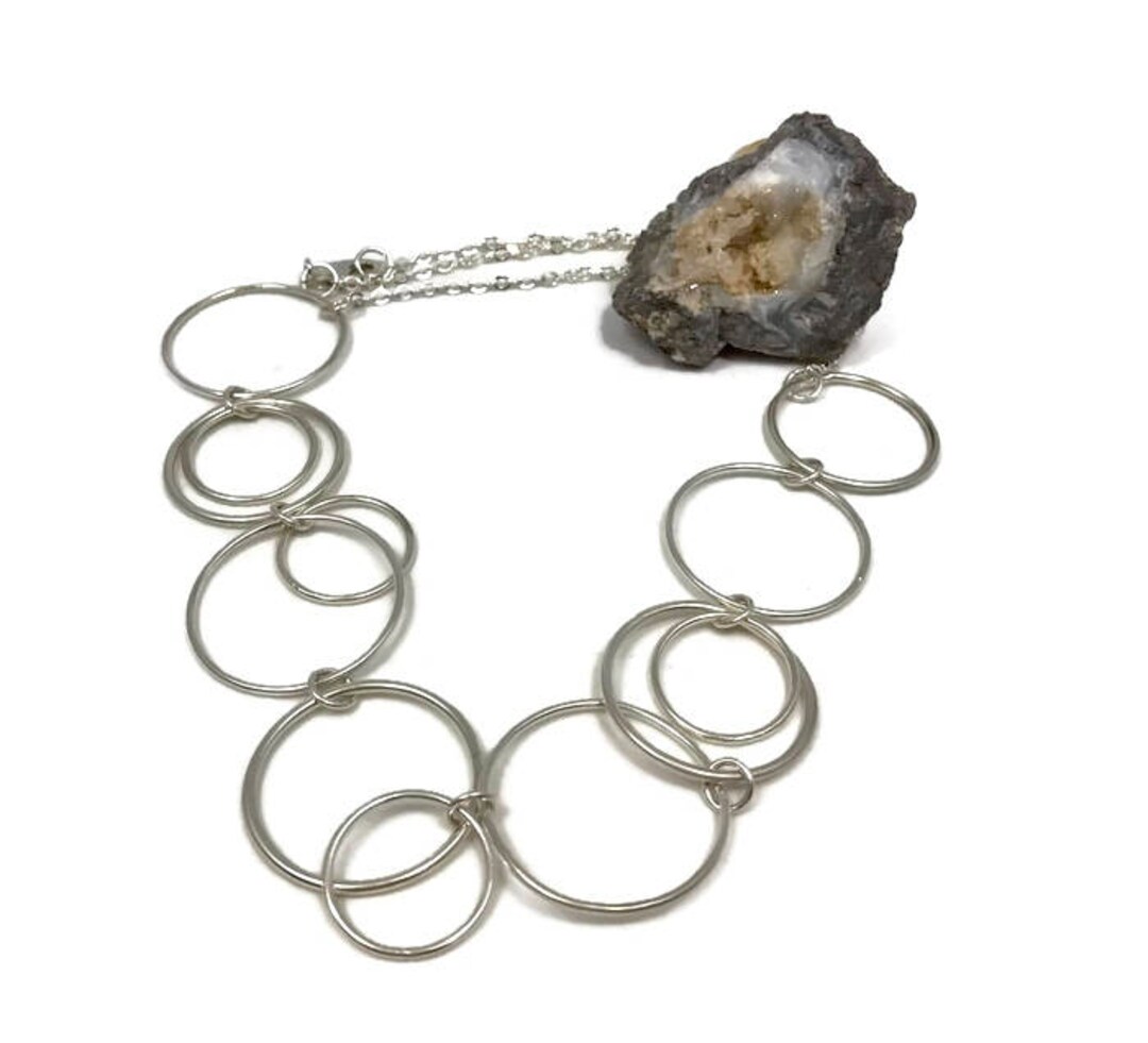 N111 Handmade Sterling Silver Necklace Argentium Silver Necklace Hoop ...