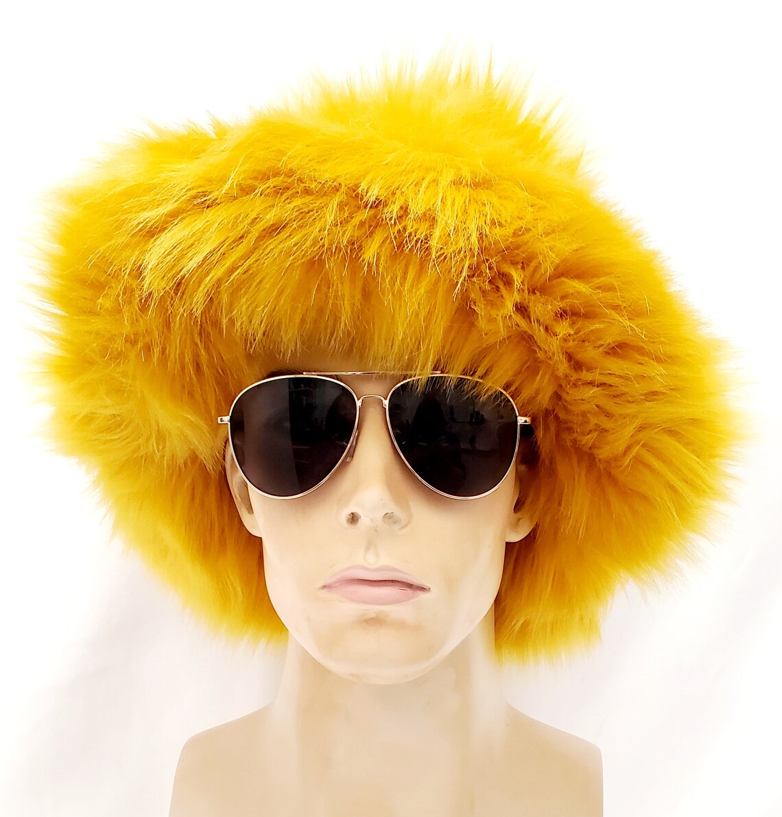 Saffron Faux Fur Bucket Hat / Floppy Hat / Festival Hat / Fuzzy Fur Hat ...