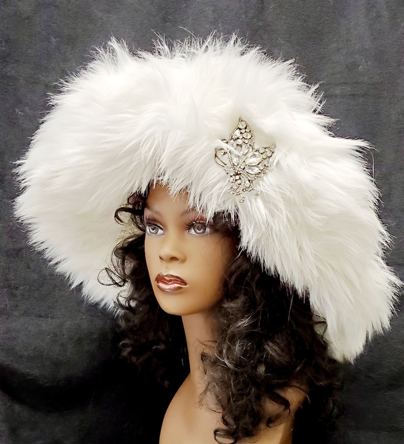 Custom OVERSIZE White Faux Fur Festival Hat / Floppy Hat / Fuzzy Fur ...