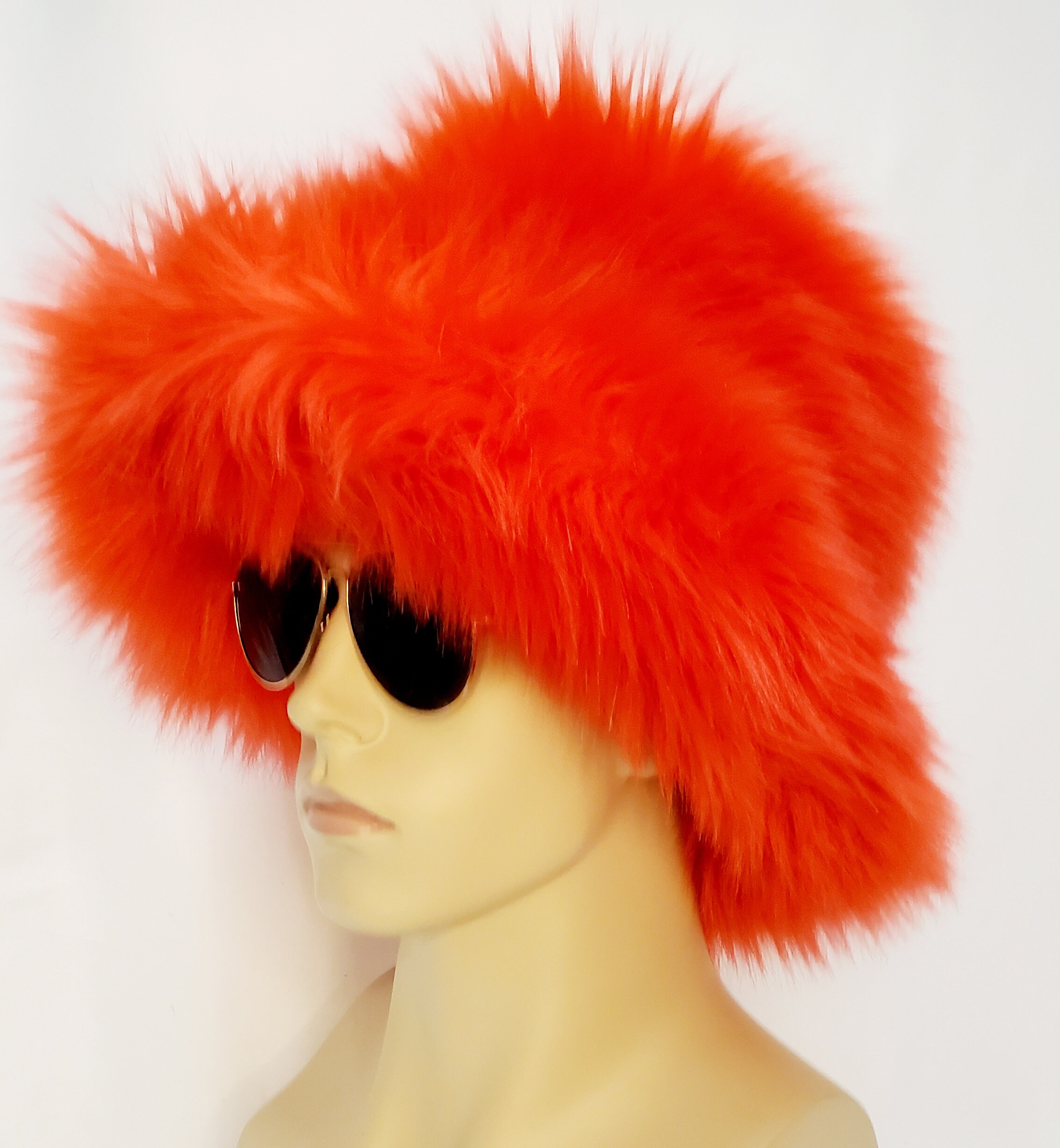 Flame Red Faux Fur Bucket Hat / Floppy Hat / Festival Hat / Fuzzy Fur ...