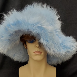 Custom OVERSIZED Light Blue Faux Fur Festival Hat / Fuzzy Fur Hat ...