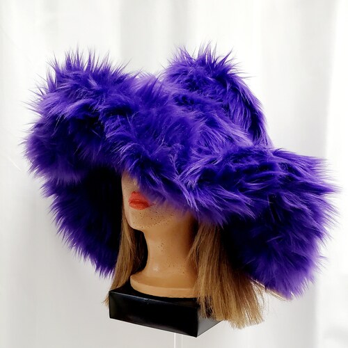 The Custom Black OVERSIZED Faux Fur Festival Hat / Big Brim - Etsy