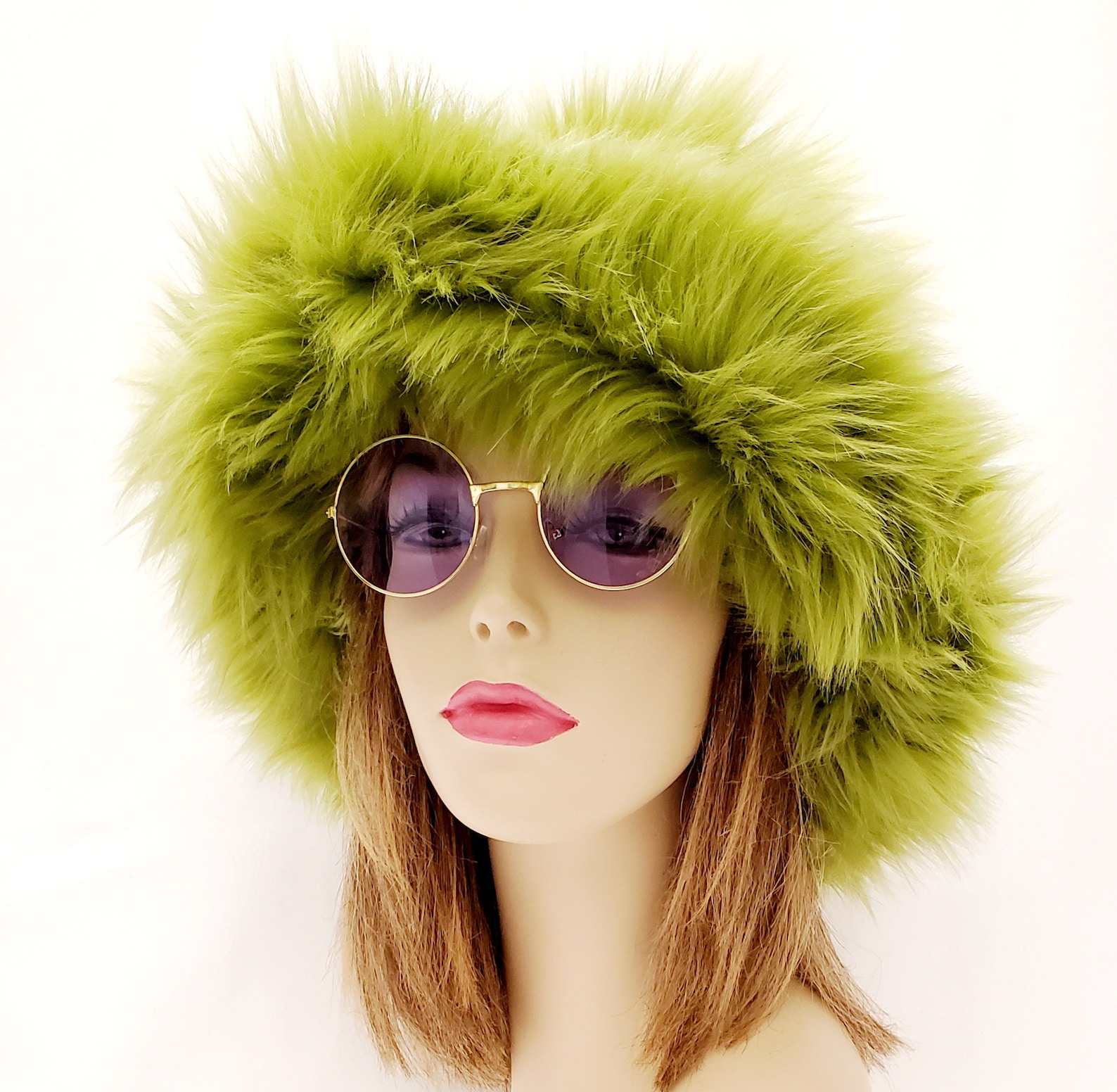 Moss Green Faux Fur Bucket Hat / Floppy Hat / Festival Hat / Fuzzy Fur ...