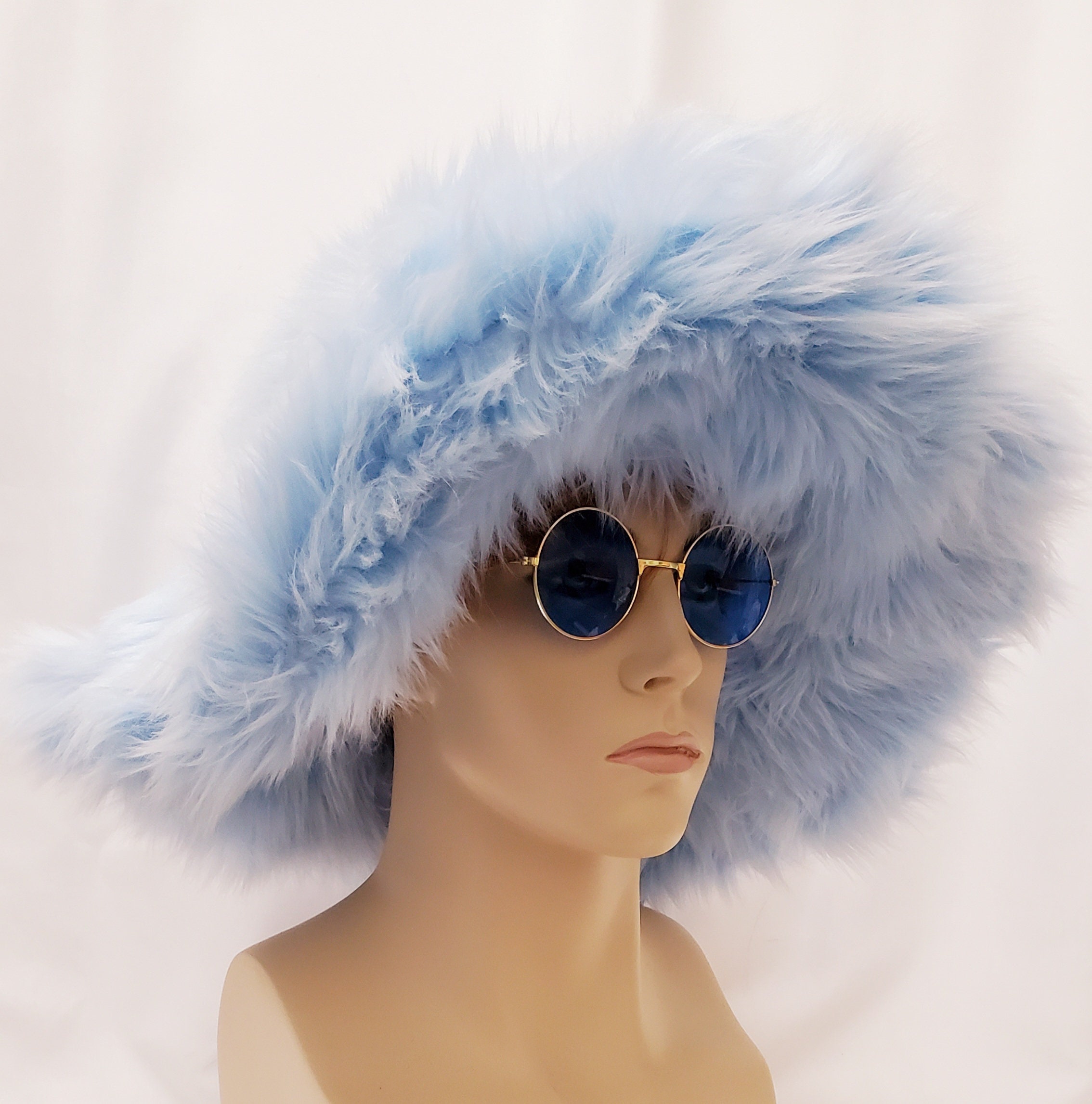 Custom OVERSIZED Light Blue Faux Fur Festival Hat / Fuzzy Fur - Etsy