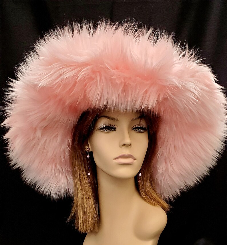 Custom Oversized PAMELA Pastel Pink Faux Fur Hat / Floppy Hat - Etsy