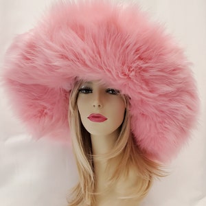 Custom Oversized PAMELA Pastel Pink Faux Fur Hat / Floppy Hat ...